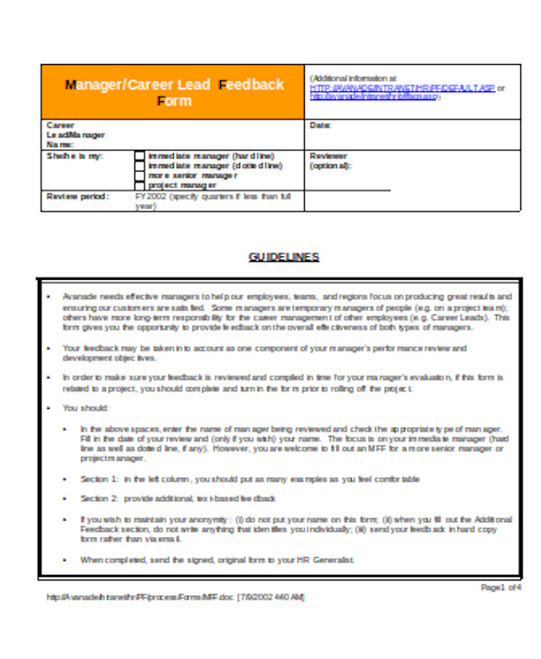 FREE 12+ Employee Feedback Form Samples, PDF, MS Word, Google Docs, Excel