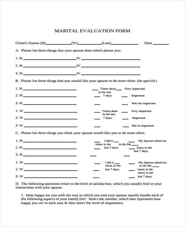 FREE 7+ Sample Relationship Evaluation Forms in PDF | MS Word