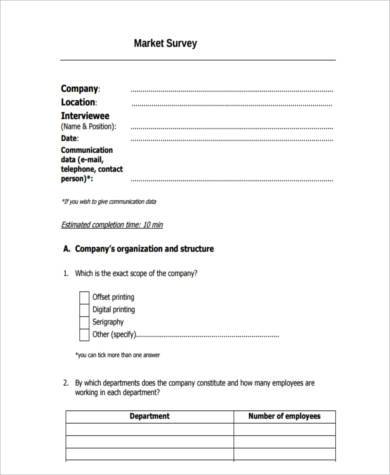 FREE 12+ Market Survey Form Samples, PDF, MS Word, Google Docs