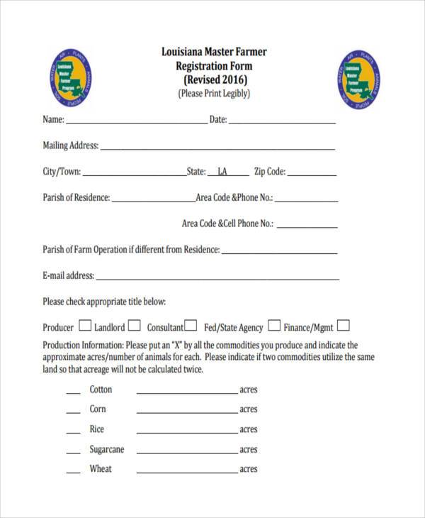 FREE 14+ Farmer Registration Form Samples, PDF, MS Word, Google Docs