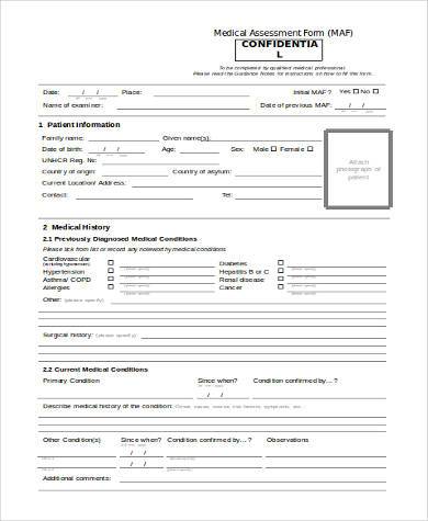 FREE 14+ Medical Assessment Form Samples, PDF, MS Word, Google Docs, Excel