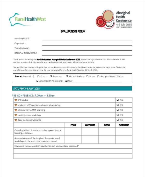 FREE 9+ Conference Evaluation Forms in MS Word | PDF | Excel