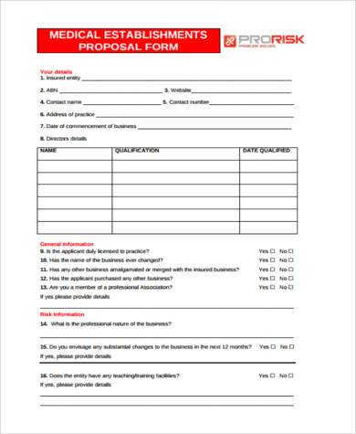 FREE 9+ Sample Medical Proposal Forms in PDF | MS Word | Excel