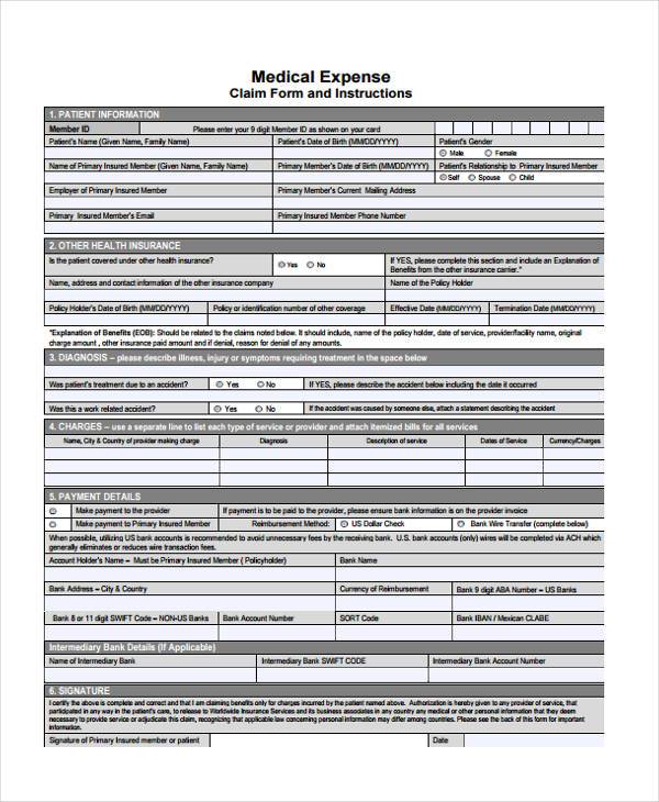 FREE 8+ Sample Medical Expense Forms in PDF | MS Word