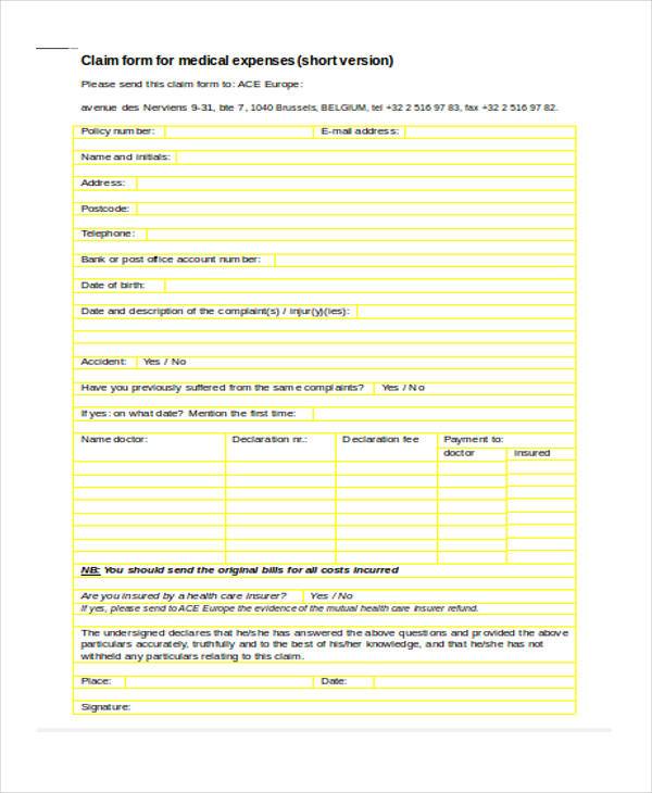 FREE 8+ Sample Medical Expense Forms in PDF | MS Word