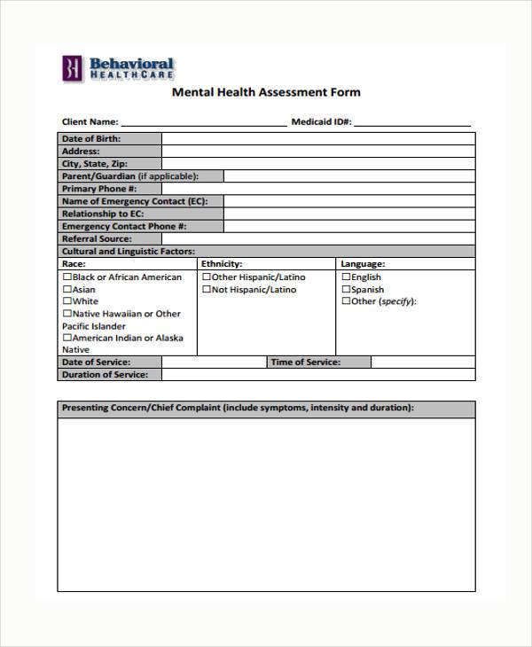 FREE 14+ Medical Assessment Form Samples, PDF, MS Word, Google Docs, Excel