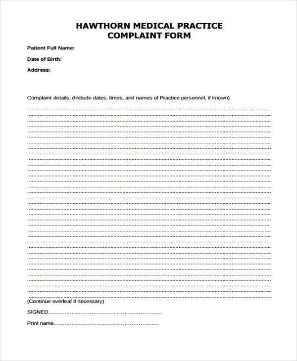 FREE 10+ Medical Complaint Forms in PDF | MS Word