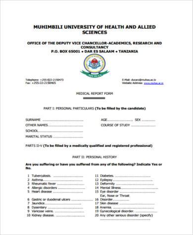 FREE 8+ Sample Medical Report Forms in PDF | MS Word