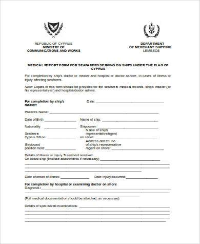 FREE 8+ Sample Medical Report Forms in PDF | MS Word