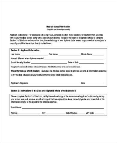 FREE 9+ Sample Medical Verification Forms in PDF | MS Word