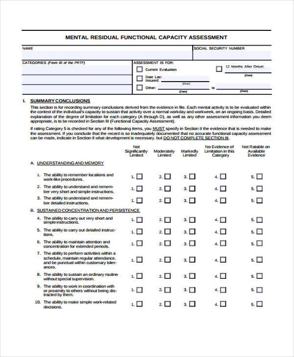 FREE 8+ Sample Functional Capacity Evaluation Forms in PDF | MS Word