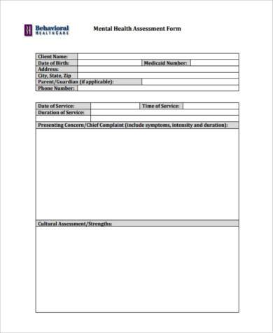 FREE 8+ Sample Mental Health Forms in PDF | MS Word