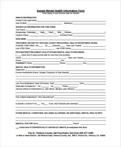 FREE 8+ Sample Mental Health Forms in PDF | MS Word