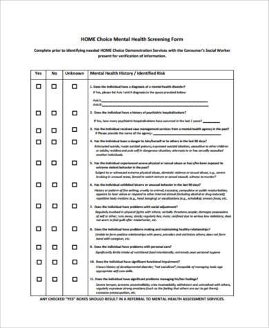 FREE 8+ Sample Mental Health Forms in PDF | MS Word
