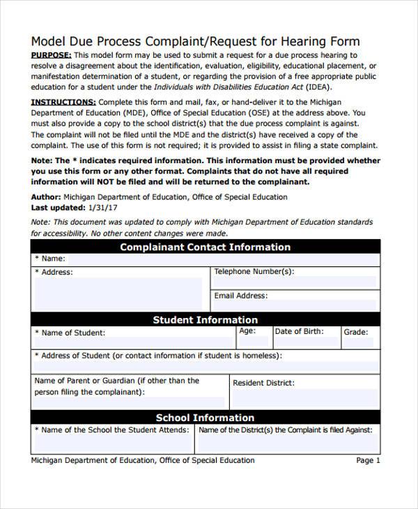 FREE 9+ Model Complaint Forms in PDF | MS Word