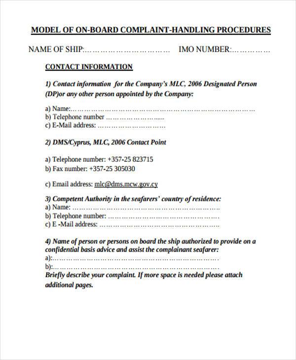 FREE 9+ Model Complaint Forms in PDF | MS Word