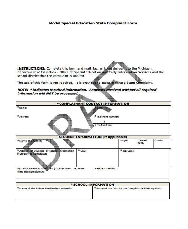 FREE 9+ Model Complaint Forms in PDF | MS Word