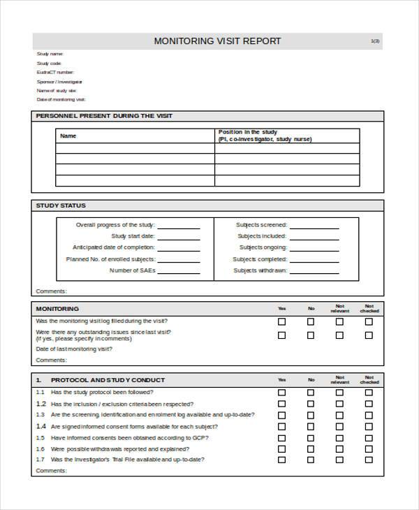 Sample Site Visit Form