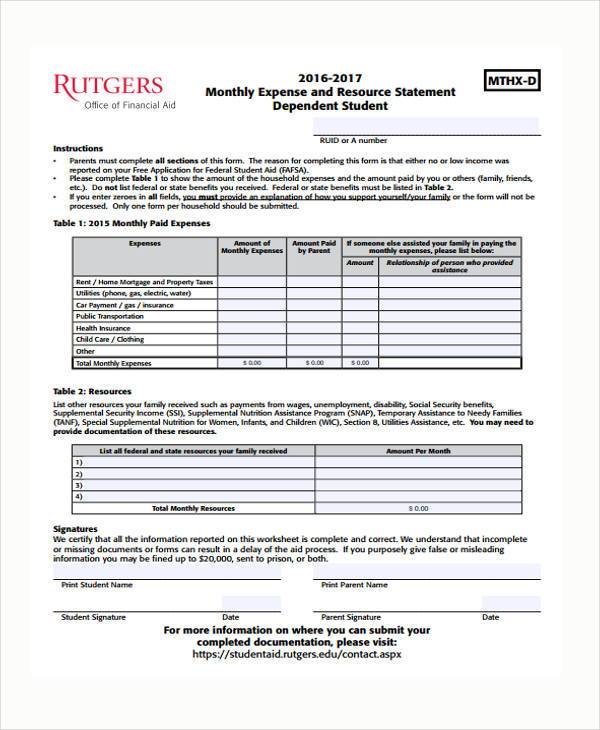 FREE 7+ Sample Expense Statement Forms in PDF | MS Word