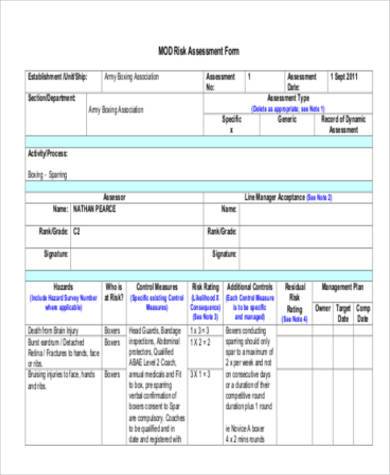 FREE 32+ Sample Risk Assessment Forms in PDF | MS Word | MS Excel