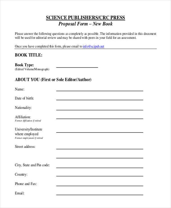 FREE 9+ Book Proposals Forms in PDF | MS Word