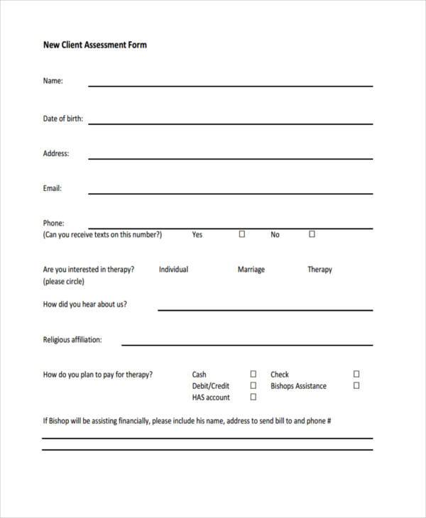 FREE 8+ Client Assessment Forms in PDF | MS Word