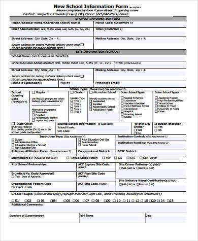 FREE 10+ Sample School Information Forms in PDF | MS Word | Excel