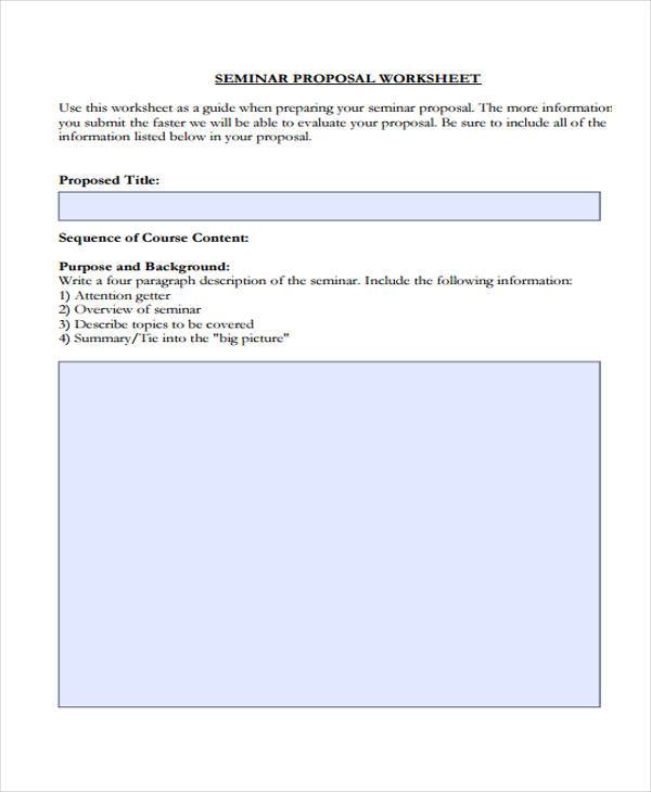 FREE 15+ Seminar Proposal Form Samples, PDF, MS Word, Google Docs