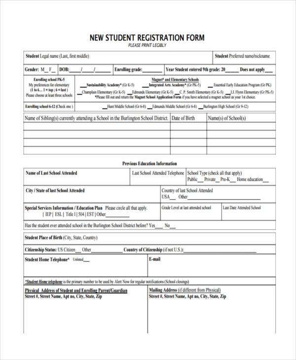 FREE 9+ Student Registration Form Samples in PDF | Excel | Word