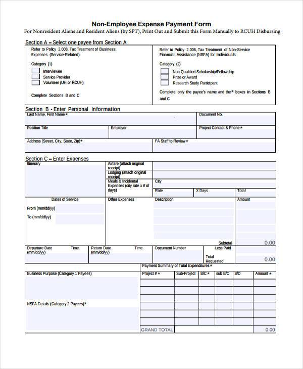 FREE 8+ Sample Employee Expense Forms in PDF | MS Word