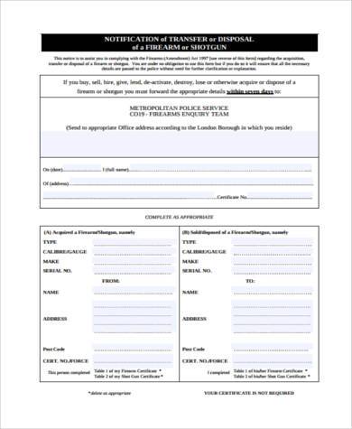 FREE 12+ Gun Ownership Transfer Form Samples, PDF, MS Word, Google Docs