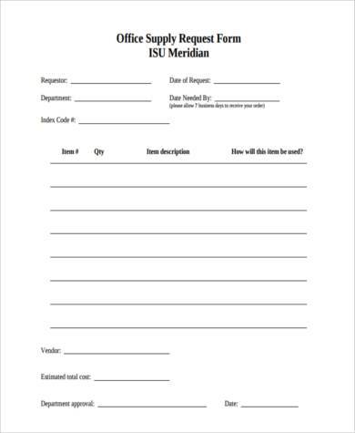 FREE 9+ Sample Supply Request Forms in MS Word | PDF