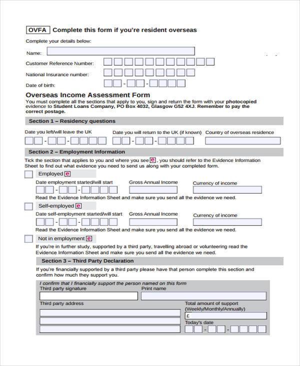 FREE 8+ Income Assessment Form Samples in PDF | MS Word