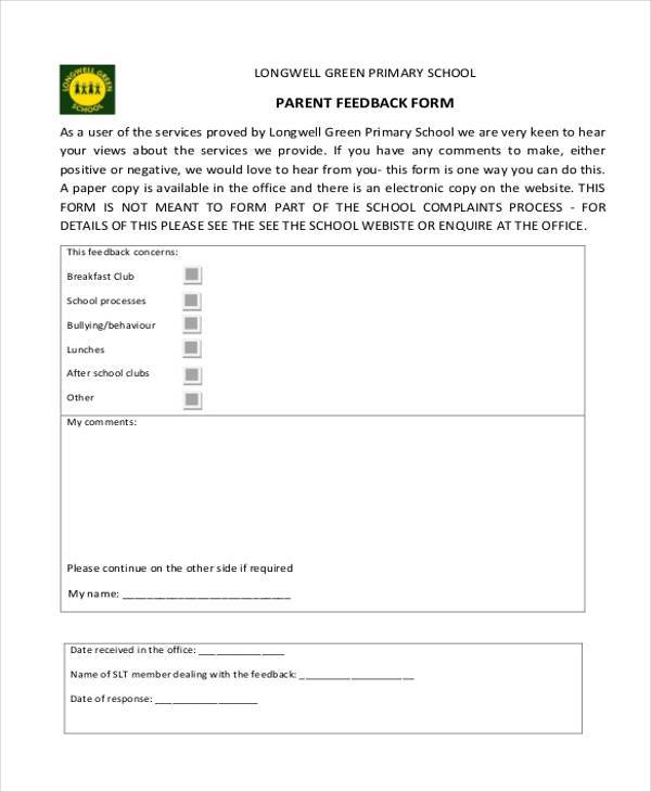 FREE 14+ Feedback Form for Parents Samples, PDF, MS Word, Google Docs