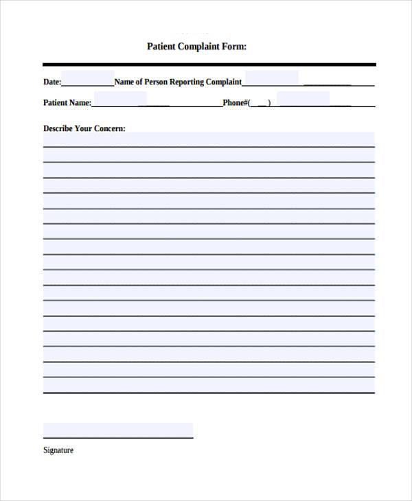 FREE 8+ Patient Complaint Forms in PDF | MS Word