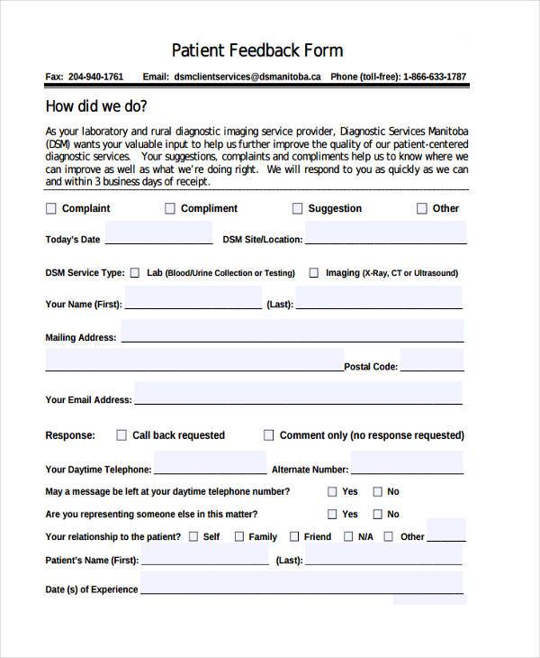 FREE 13+ Nursing Feedback Form Samples, PDF, MS Word, Google Docs