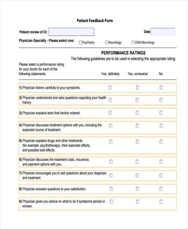 FREE 13+ Nursing Feedback Form Samples, PDF, MS Word, Google Docs