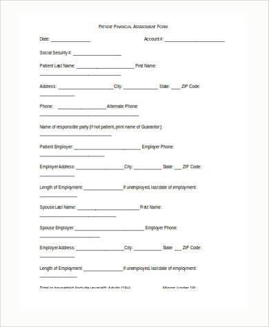 FREE 11+ Sample Financial Assessment Forms in PDF | MS Word | Excel