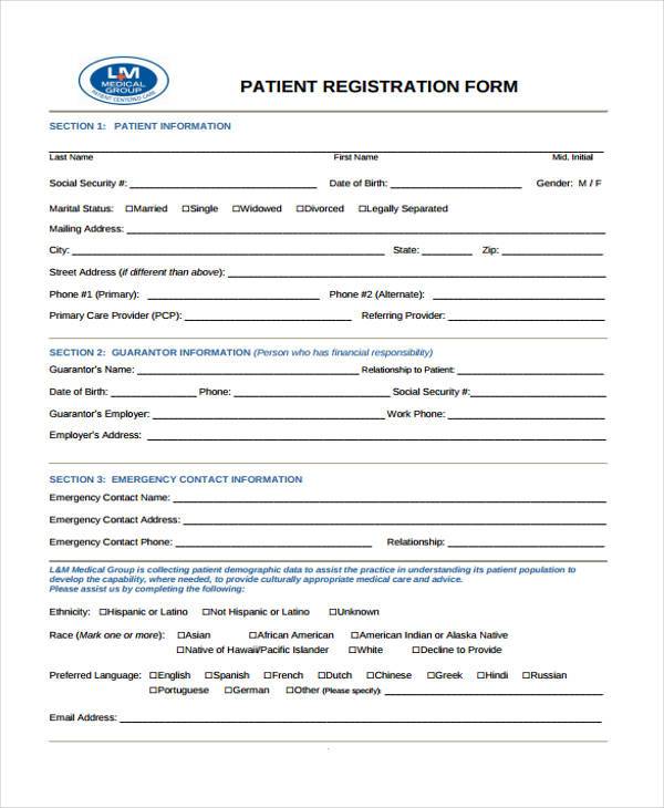 FREE 9+ Patient Registration Form Samples in PDF | Excel | MS Word