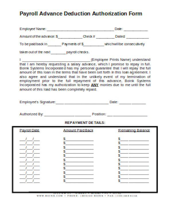 FREE 13+ Payroll Advance Form Samples, PDF, MS Word, Google Docs