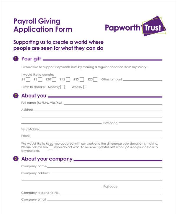 FREE 8+ Sample Payroll Giving Forms in PDF | MS Word