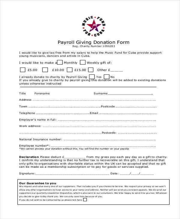 FREE 8+ Sample Payroll Giving Forms in PDF | MS Word