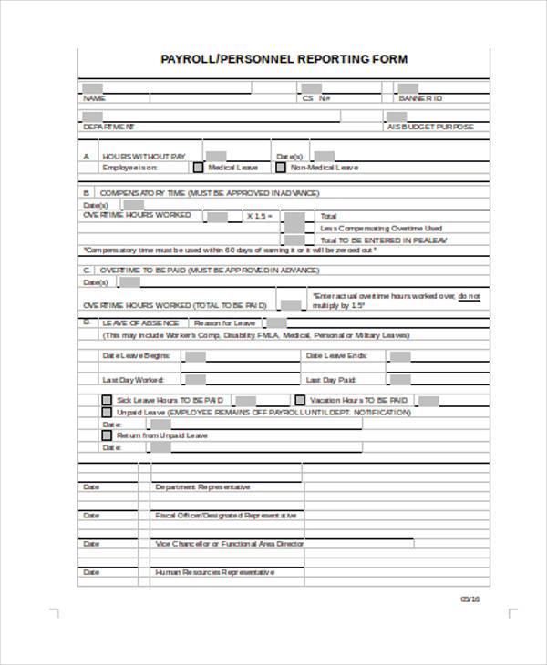FREE 7+ Sample Payroll Reporting Forms in PDF | MS Word