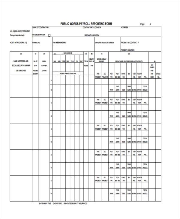 FREE 7+ Sample Payroll Reporting Forms in PDF | MS Word