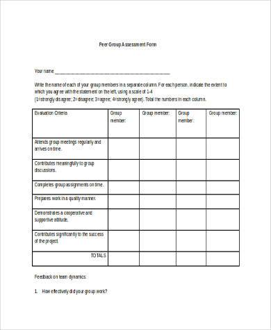 FREE 12+ Peer Assessment Form Samples, PDF, MS Word, Google Docs