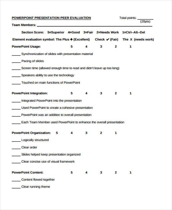 FREE 16+ Peer Evaluation Form Samples, PDF, MS Word, Google Docs, Excel