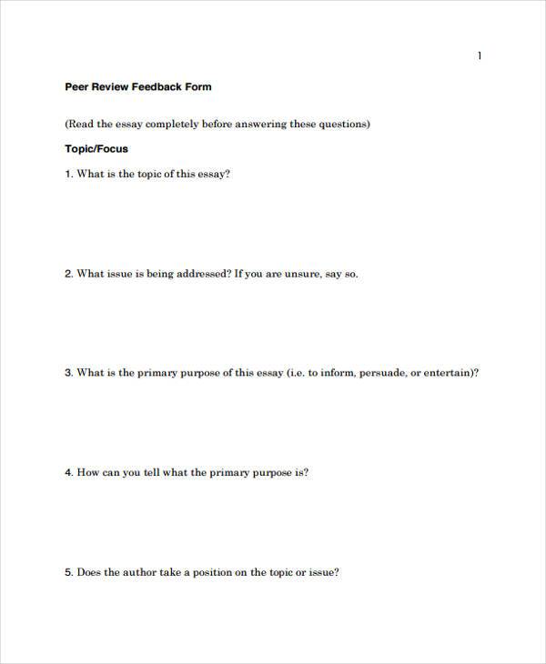 FREE 10 Sample Peer Review Forms In PDF MS Word Excel