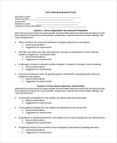 FREE 12+ Peer Assessment Form Samples, PDF, MS Word, Google Docs