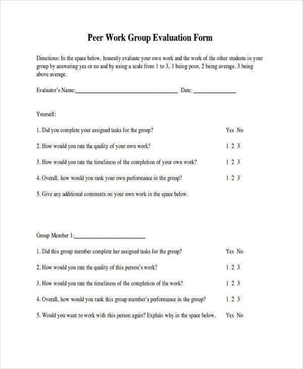 FREE 16+ Peer Evaluation Form Samples, PDF, MS Word, Google Docs, Excel