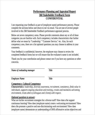 FREE 8+ Sample Appraisal Feedback Forms in PDF | MS Word